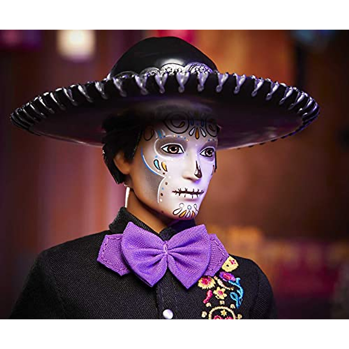 Barbie 2021 Dia De Muertos Ken Doll (12-in) Wearing Embroidered Shirt, Serape & Sombrero, with Calavera Face Paint, Gift for Collectors