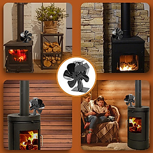 whicow Wood Stove Fan for Buddy Heater, Wood Stove Fan Heat Powered, Thermal Fireplace Fan, Eco Fan for Woodstove with Bracket Fixed on Propane Space Heater/Mr. heater, Camping Outdoor/Indoor Use