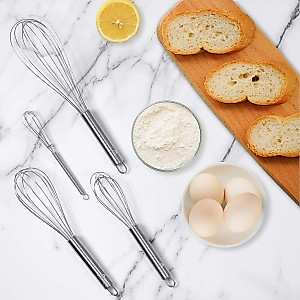 HOTEC 4 Pieces Stainless Steel Whisks Set Wire Whisk Balloon Whisk Egg Beater Kitchen Utensils for Stirring, Beating, Blending