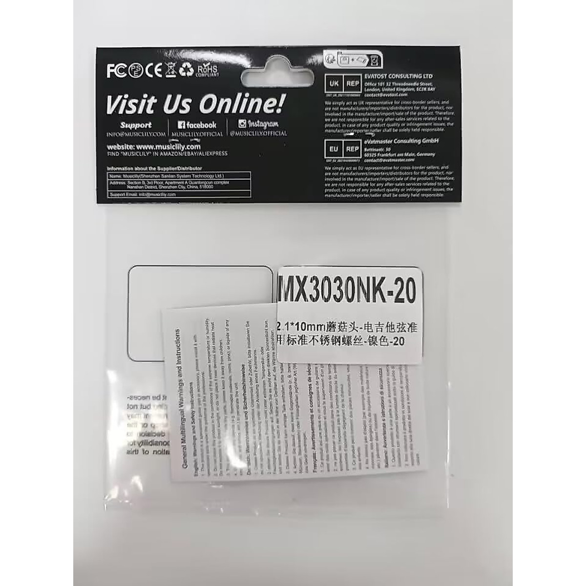 Musiclily Ultra 2.1x10mm Stainless Steel Pan Head Mounting Screws for Acoustic Electric Guitar Bass Tuners Machine Heads, Nickel (Set of 20)