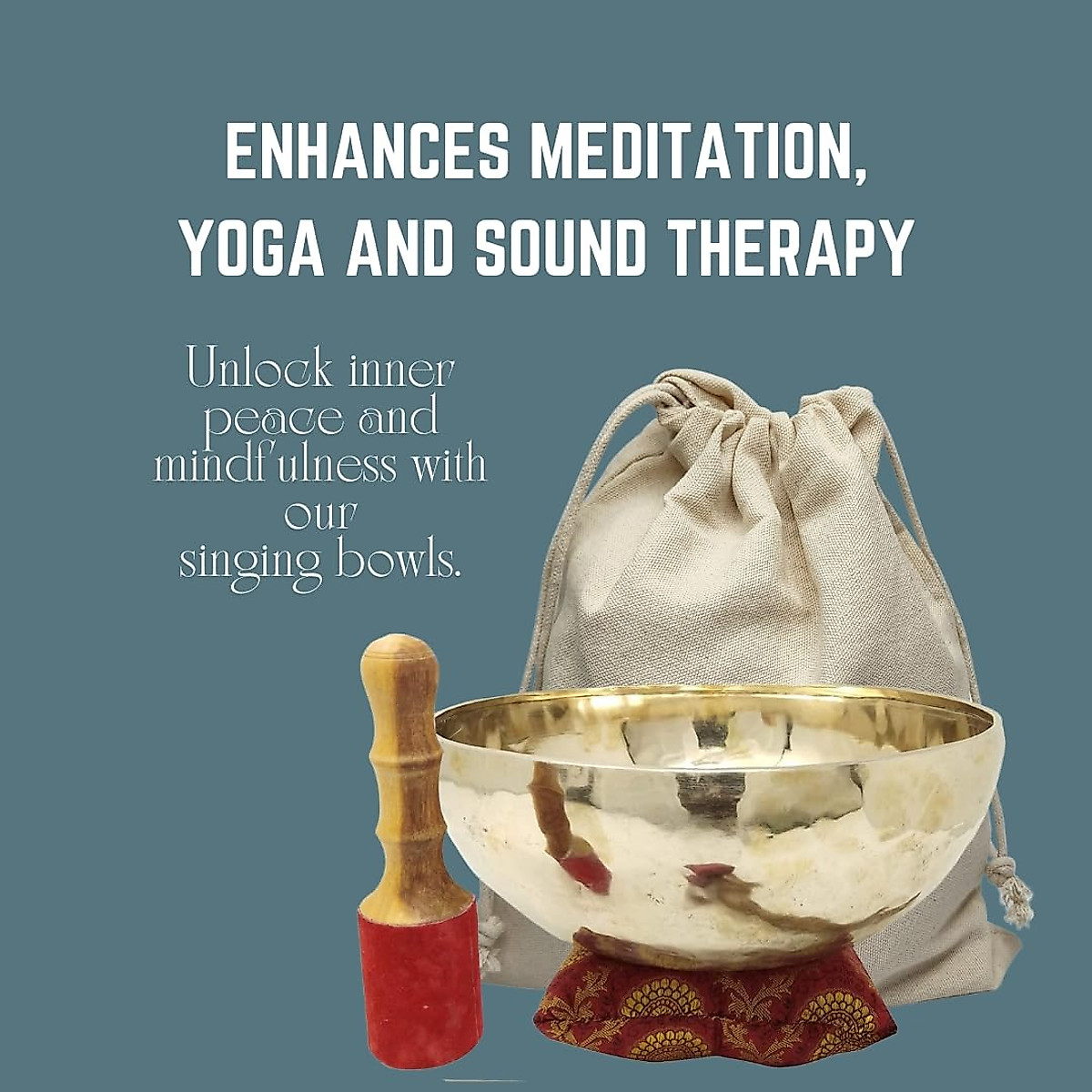 CRAFTSTRIBE 10" Handmade Crown Chatra Tibetan Singing Bowl Meditation Healing Bowl With Mallet And Silk Cushion