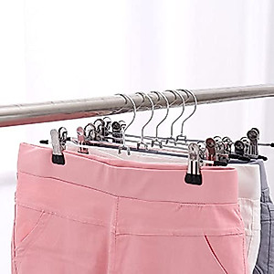 10Pcs Metal Pants Hangers Skirt Hangers with Clips Trouser Clip Hangers Clothes Hangers Rack Non Slip Hanging Hook for Skirts Jeans