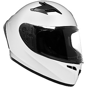 GDM Venom Motorcycle Helmet Full Face (Gloss White - Gold & Clear Shields, Medium)