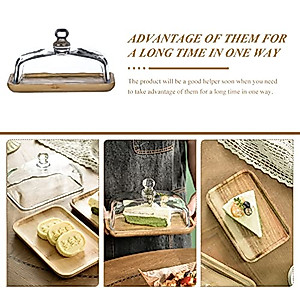 Bamboo Butter Dish with Glass Lid- 18X12X10CM Clear Butter Tray for Refrigerator& Counter for Butter, Block of Cream Cheese& Serving Dish ( Bamboo Tray )