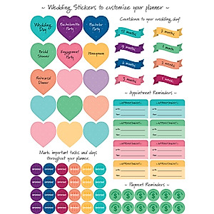 Global Printed Products Wedding Planner 9x11 Hardcover Organizer, Bookmark, Planning Stickers, Business Card Holder, and Pocket Folders