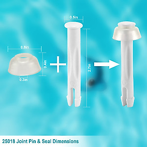 Vypart 2.75in 25018 Joint Pin & Seal fit for Intex 13' - 24' Round Metal Frame Pools,Pack of 24