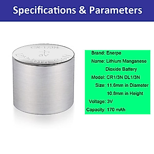 Enerpe 1/3N CR1/3N DL1/3N 3V Lithium Battery High Capacity for Laser Sights Pet Electronic Collars 8 pack