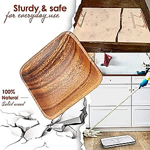 cintika Set of 4 Square Wooden Bowls. 4 inch Handmade Calabash Bowl, Small Wooden Bowl Set, Nuts and Small Snacks Serving Bowls, Sauce Bowl, Dipping Bowl 4x1