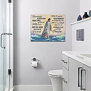 citari Jesus I Can Only Imagine Canvas Wall Art Walking on Water Pictures Decor Christian Religious God Inspirational Quotes Poster Painting Print Artworks Framed for Living Room Bedroom 16''x12''