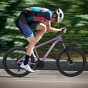 26'' Mountain Bike, 21 Speed Outdoor Snow Beach Bike, Full Suspension Adult Hybrid MTB Racing Bikes for Women Men, Comfort Complete Cruiser Bicycle, Lightweight City Commuter Road Cycling (K)