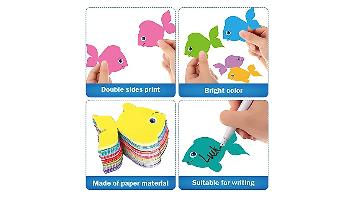 Colorful Fish Paper Cutouts for Classroom & Party Decor - 200 Pieces