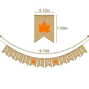 Rainlemon Jute Burlap Fall in Love Banner with Maple Rustic Fall Autumn Wedding Engagement Bridal Shower Garland Decoration
