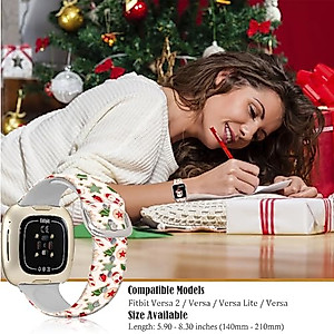 DOO UC Christmas Holiday Watch Bands Compatible with Fitbit Versa 2/Lite/SE, Happy Christmas Silicone Sport Strap Replacement for Men Women