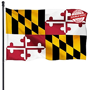 POZOY 3x5ft Double Sided Maryland State Flag, Upgraded Heavy Duty 3 Ply Polyester MD State Flags, Vivid Print, Fade Proof, Double Stitched and Brass Grommets for Indoor and Outdoor Decor (Maryland)