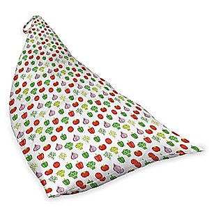 Ambesonne Vegetables Lounger Chair Bag, Food Themed Simple Repetitive Pattern with Pepper Onion Broccoli and Tomatoes, High Capacity Storage with Handle Container, Lounger Size, Multicolor