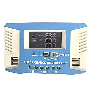 JNJ Solar Charge Controller, Solar Panel Battery Intelligent Regulator with Dual USB Port 12V/24V PWM Auto Paremeter Adjustable LCD Display (20A)