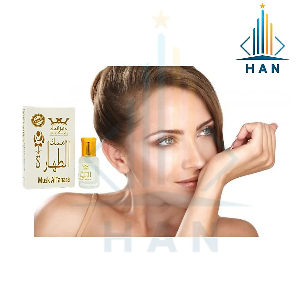 H A N Musk Al Tahara Saudi Al Tahara Musk for Body Al Tahra Perfume White 5 ml Alcohol Free (1 bottle = 5 ml / 0.16 fl oz ) مسك الطهارة الابيض,5.0 milliliters