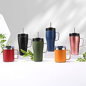 CIVAGO 24 oz Insulated Coffee Mug with Lid, Stainless Steel Coffee Travel Mug with Handle, Double Wall Vacuum Tumbler with Lid and Straw,Thermal Coffee Cup, Black