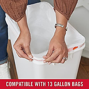 Rubbermaid Swing Top Waste Container for Home and Kitchen, Easy Access Disposal and Slim Modern Trash Can with Lid, 12.2 Gallon Capacity, White