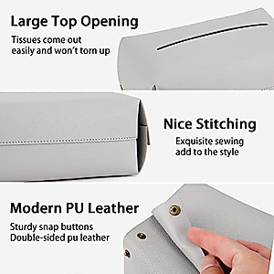 HELMDY Tissue Box Holder Rectangular: Modern Decorative PU Leather Organizer Tissue Box Cover 9.84"X5.51"X3.86" for Bathroom Vanity Countertop & Night Stands & Office Desk & Car (Gray)