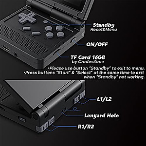 V90 Handheld Game Console 3 inch Retro Clamshell Games Consoles Built-in Rechargeable Battery Portable Style Hand Held Game Video Consoles System with Case Black 16GB