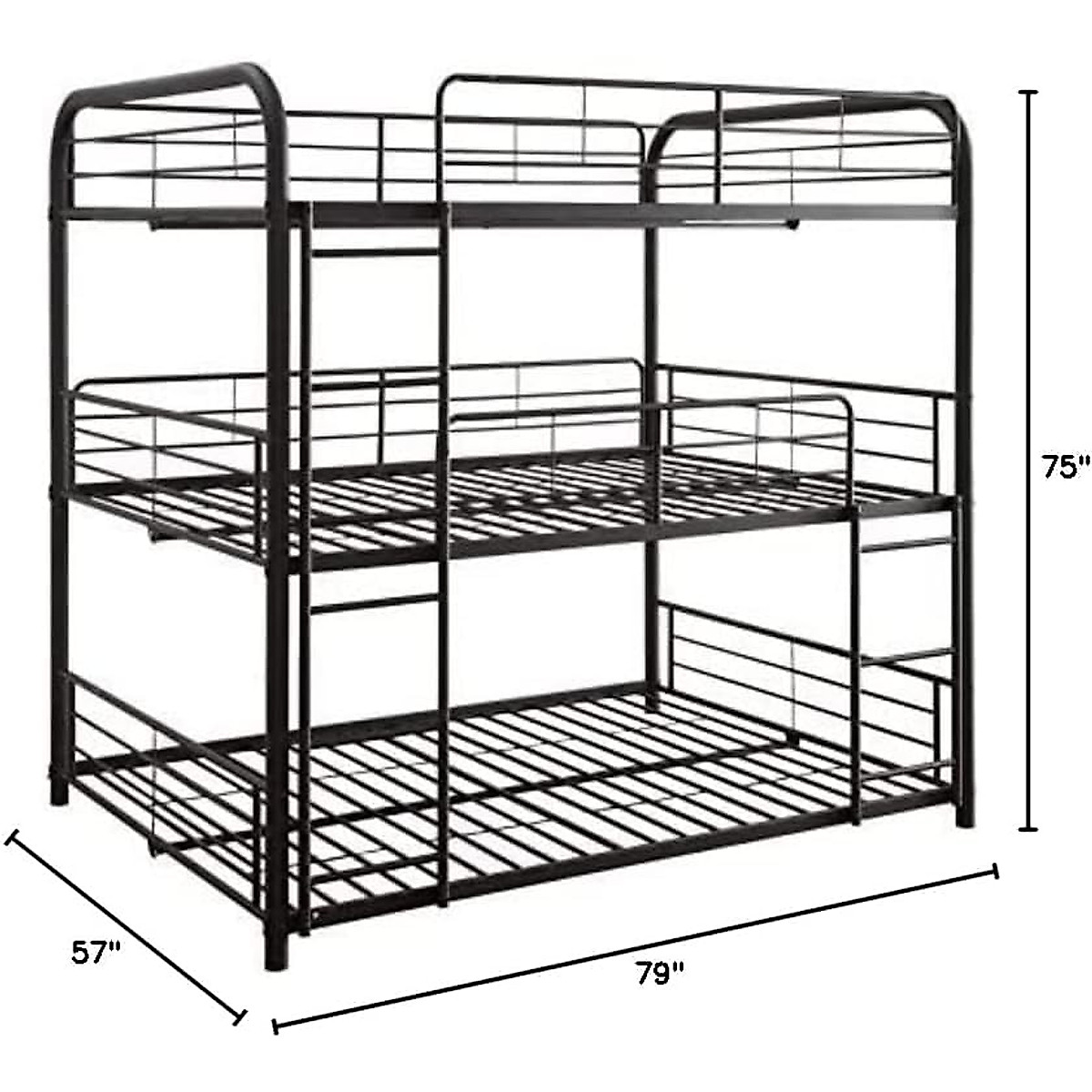 Acme Cairo Metal Frame Full Triple Bunk Bed in Sandy Black