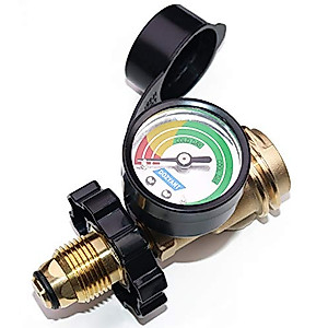 DOZYANT POL Propane Tank Adapter with Gauge Universal Fit Convert POL LP Tank Valve to QCC1 / Type1, Propane Tank Gauge Old to New Connection Adapter Type