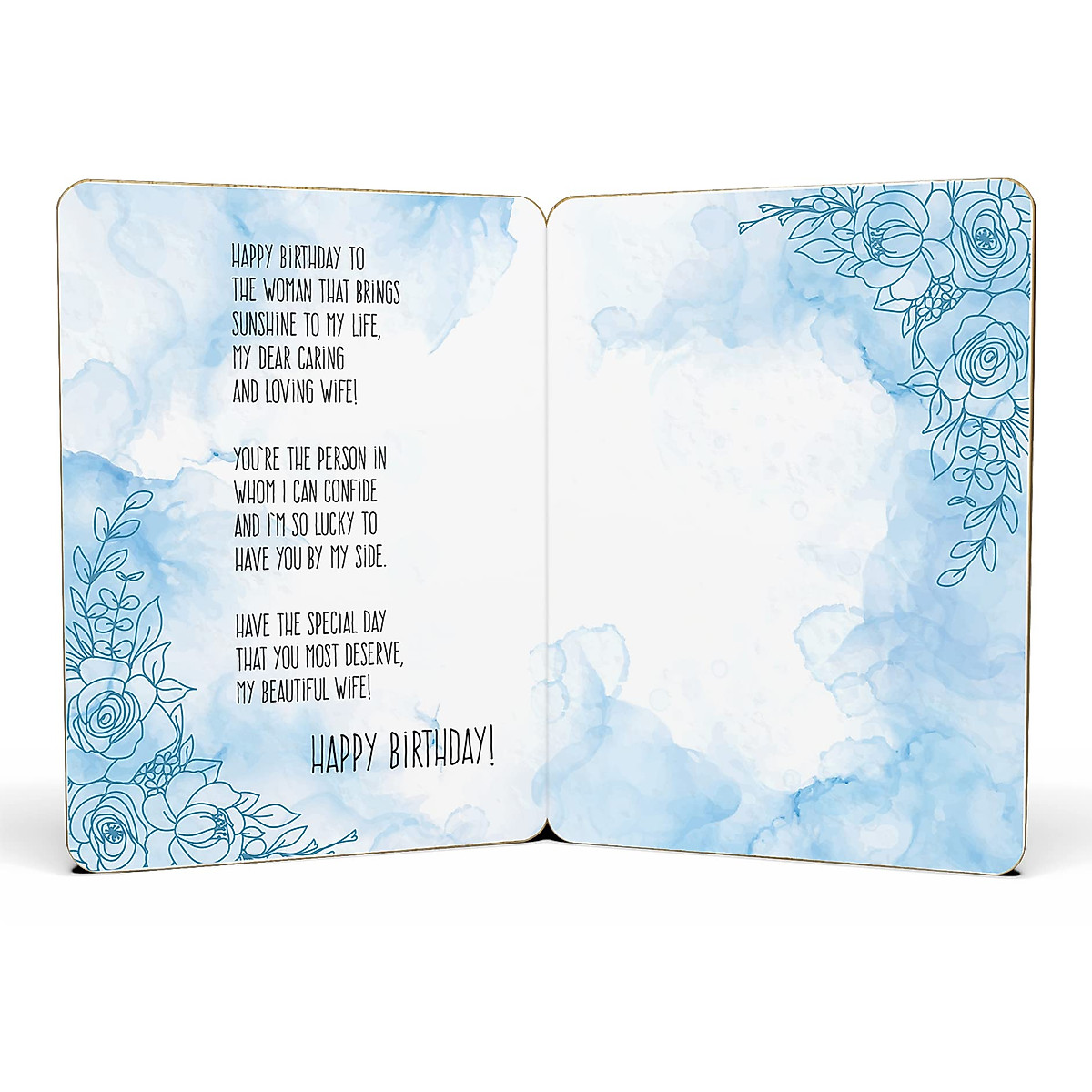 AGAPE LOVE CARDS Happy Birthday Card For Wife - | Made From Real Bamboo | 5" X 7" - 1 Pack | Laser Cut, Peacock Themed Wife Birthday Card from Husband or Significant Other