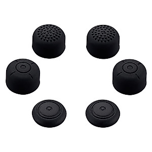 eXtremeRate 3 Pairs Anti-Slip Black Silicone Extended Length Thumb Grips Thumbstick Caps Case Cover for Nintendo Switch Joy-Con & Switch OLED Joy con, Jostick Cover Caps for Nintendo Switch Lite