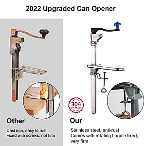 Erinaik Commercial Can Opener Heavy Duty for #10 Cans, 23.2” Manual Table Can Opener with Plated Steel Base for Large Cans Up to 18” Tall, for Restaurant Hotel Bar Compatible with Edlund