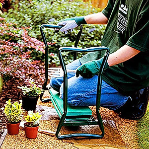 Garden Kneeler and Seat,with 2 Tool Bags Pouches and Claw Gloves,Portable Lightweight Garden Bench Thicken EVA Foam Pad Sturdy Steel Pipe Practical Garden Tools(Green)