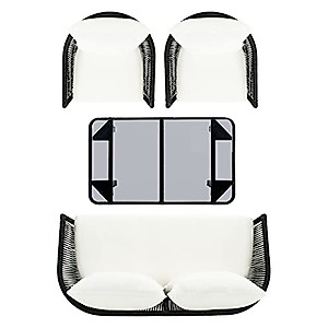 Safavieh Outdoor Collection Belmi Wicker Cushion 4-Piece Rope Patio Backyard Living Set PAT7517B, Black/Beige