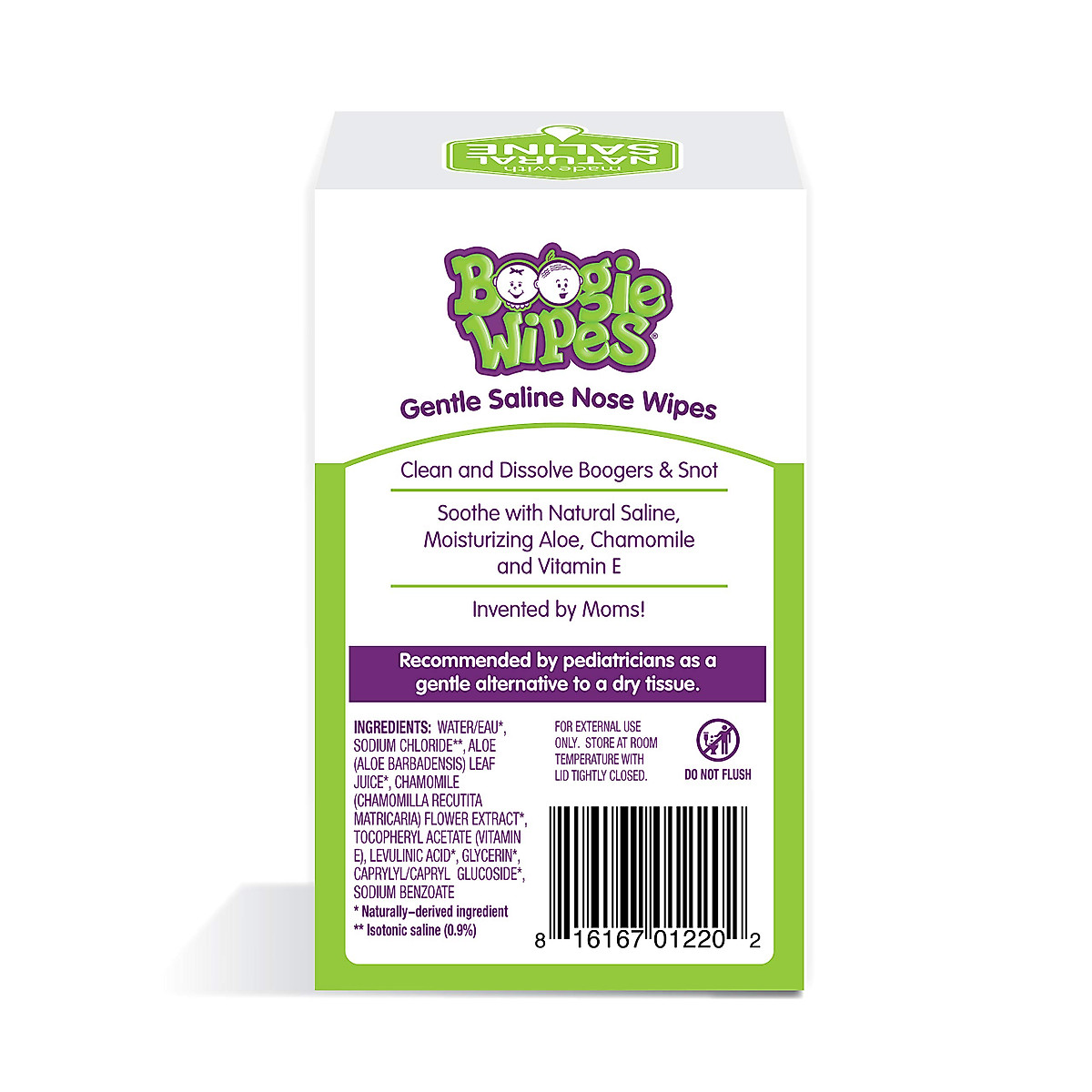 Hand, Face and Nose Wet Wipes for Kids and Baby, Boogie Wipes Single Packs, Unscented, Wipes Away Dirt and Germs, Natural Saline Tissue with Aloe, Chamomile and Vitamin E, 1 Count, Pack of 30