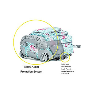 Tilami Kids Rolling Backpack 18 inch Boys and Girls Laptop Backpack, Flamingos