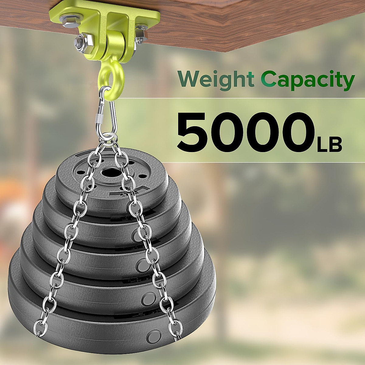 Heavy Duty Swing Hangers - 5000 lbs Capacity, Swing Set Brackets Silent Rotation, Easy Installation for Swings, Yoga Straps, Punching Bags, Hammocks & More - Indoor/Outdoor Use - 4 Pack