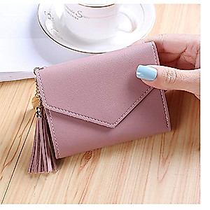 lomaifoer Small Wallet for Women，Ultra Slim Pu Leather Credit Card Holder Clutch Wallets for Women(pink)