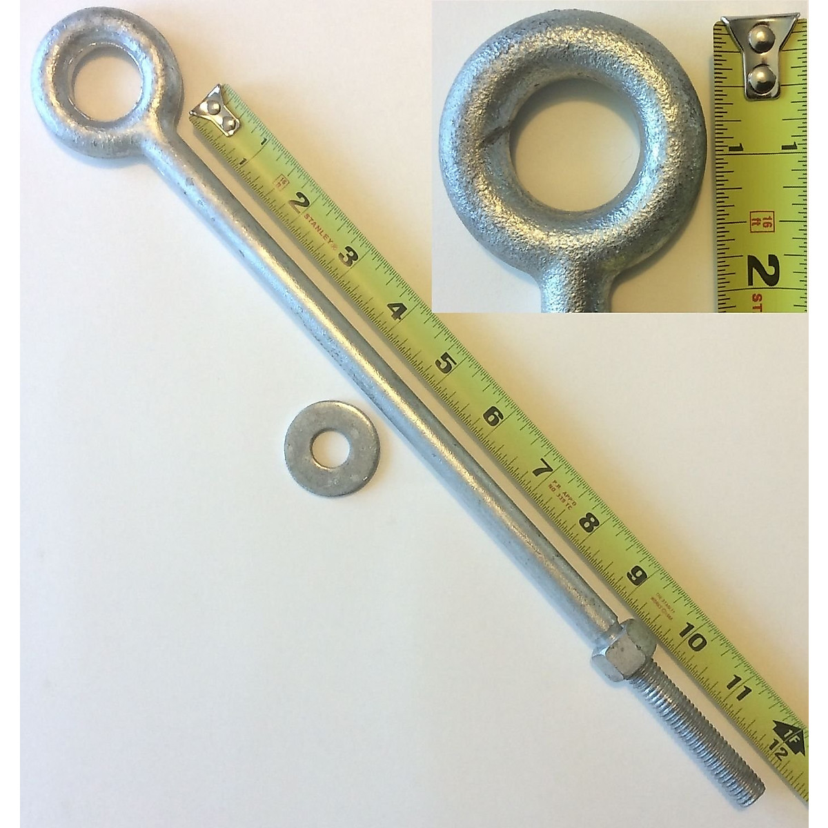 Eye Bolts (1pk) 1/2" x 12" Drop Forged Galv Eye Bolts for Batting Cage Cable Kit