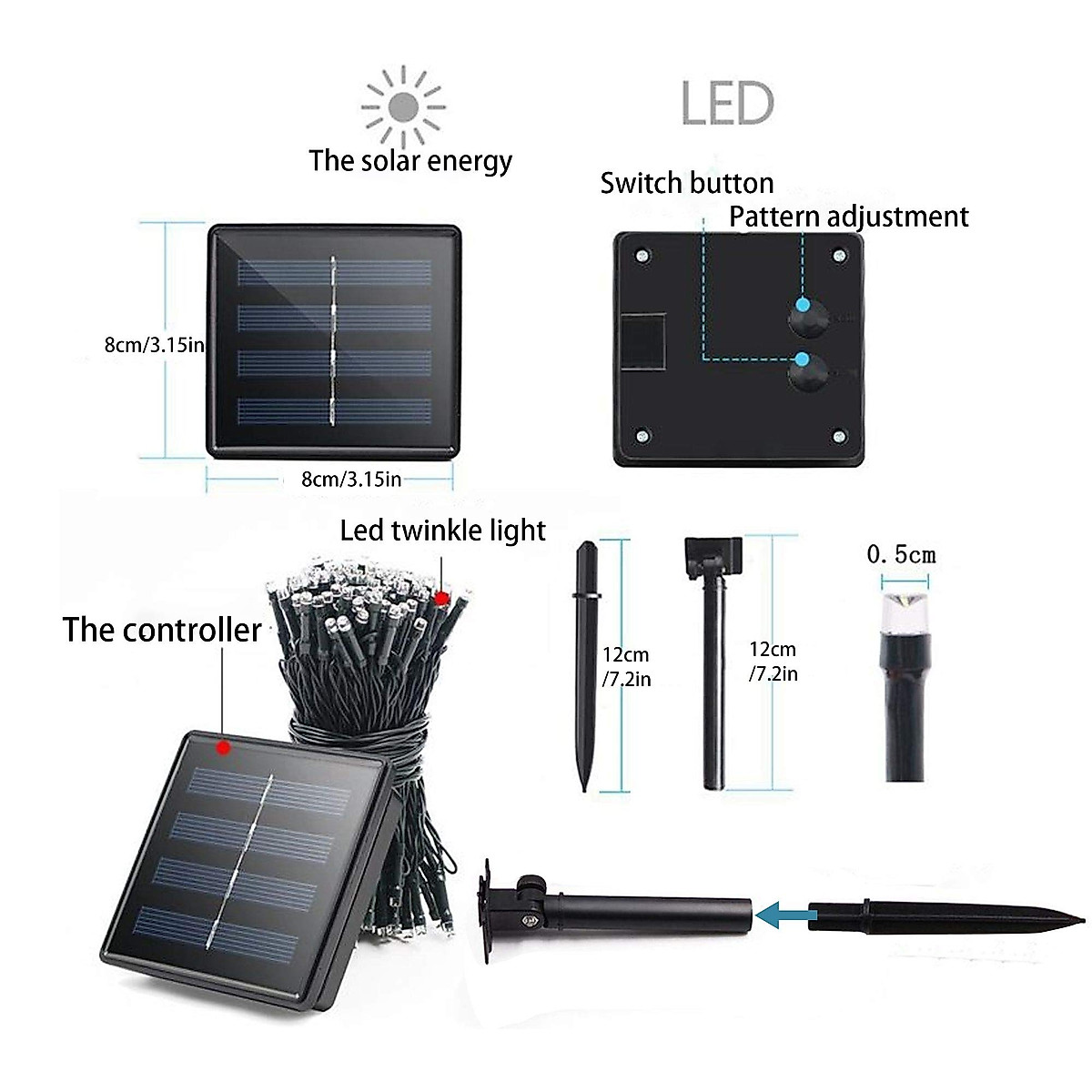 Gavenia Decorative Solar Lights Outdoor,72FT 200 LED 8 Modes Fall Lights Christmas Lights Waterproof Solar Garden Lights Fairy Lights for Home Patio Party Wedding Decor,Warm White