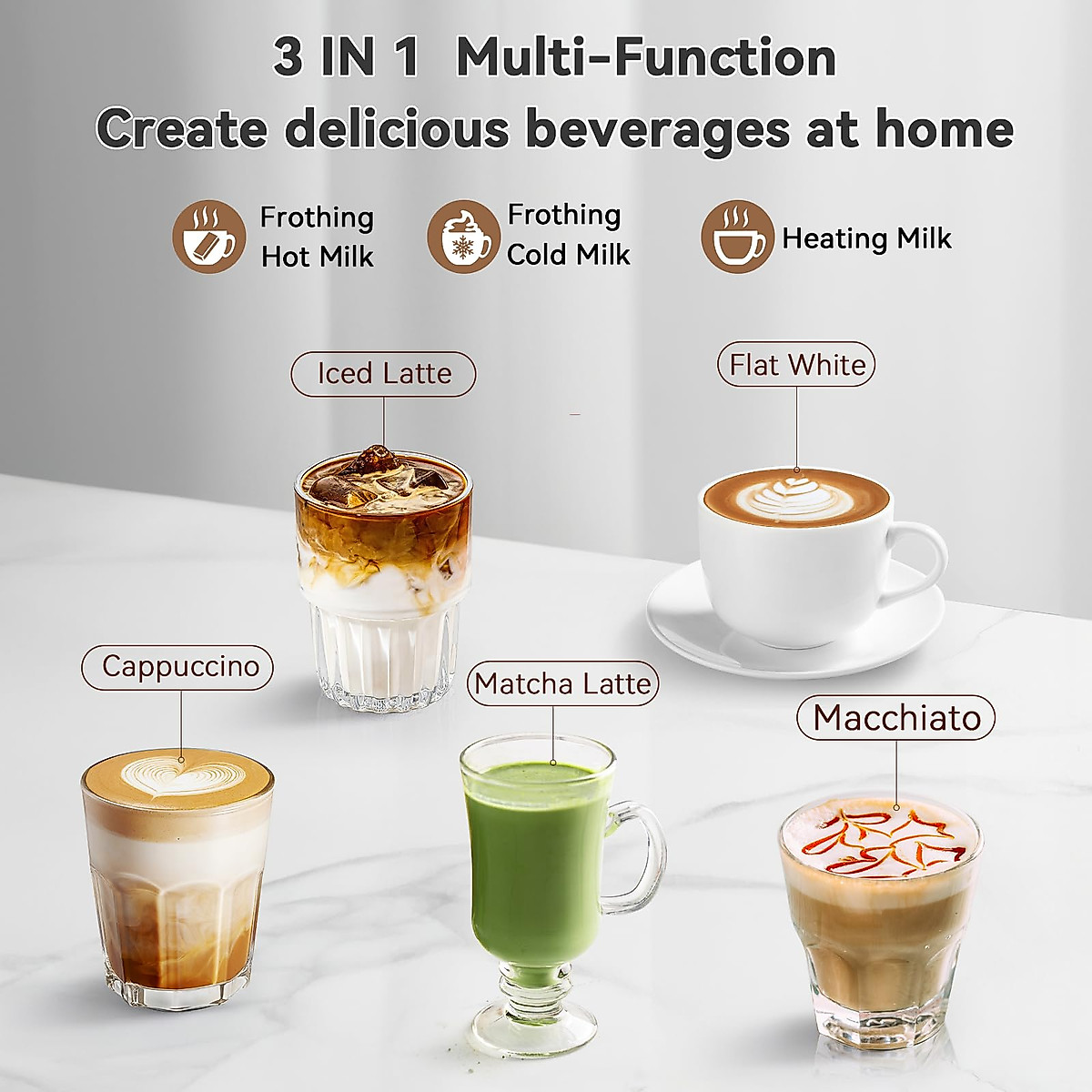 Secura Milk Frother, Electric Milk Steamer Stainless Steel, 8.4oz/250ml Automatic Hot and Cold Foam Maker and Milk Warmer for Latte, Cappuccinos, Macchiato, 120V