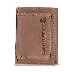 Carhartt Men's Rugged Leather Triple Stitch Wallets, Available in Multiple Styles, Brown (Trifold), One Size