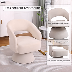 Nolohoo Swivel Barrel Chair Set of 2, Upholstered Swivel Chair for Living Room, 360 Degree Comfy Swivel Chairs with Open Back, Modern Swivel Armchair for Bedroom, Office (Blue, Velvet)