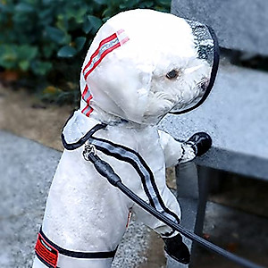KALERA Adjustable Dog Raincoat, Waterproof Dog Rain Poncho Slicker 4-Leg Puppy Rain Hoodie, Pet Rainwear Jacket with hat, Transparent Brim, Reflective Strip & Leash Hole for Small Dogs (Small)