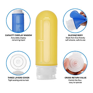Beveetio 17 Pack Travel Bottles TSA Approved, 3OZ Leakproof Silicone Refillable Travel Size Containers for Toiletries, BPA Free Travel Accessories Tubes Cosmetic Shampoo Lotion Soap
