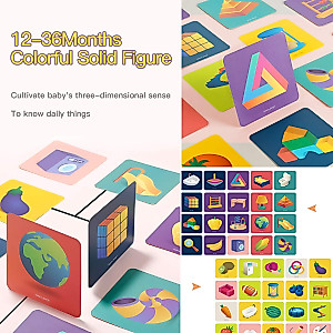 beiens High Contrast Baby Flashcard, 80 Pcs 160 Page Black White Colorful Visual Stimulation Learning Activity Card for Babies Ages 0-3-6-12-36 Months, 5.5'' x 5.5'' Newborn Infants Toys Gift