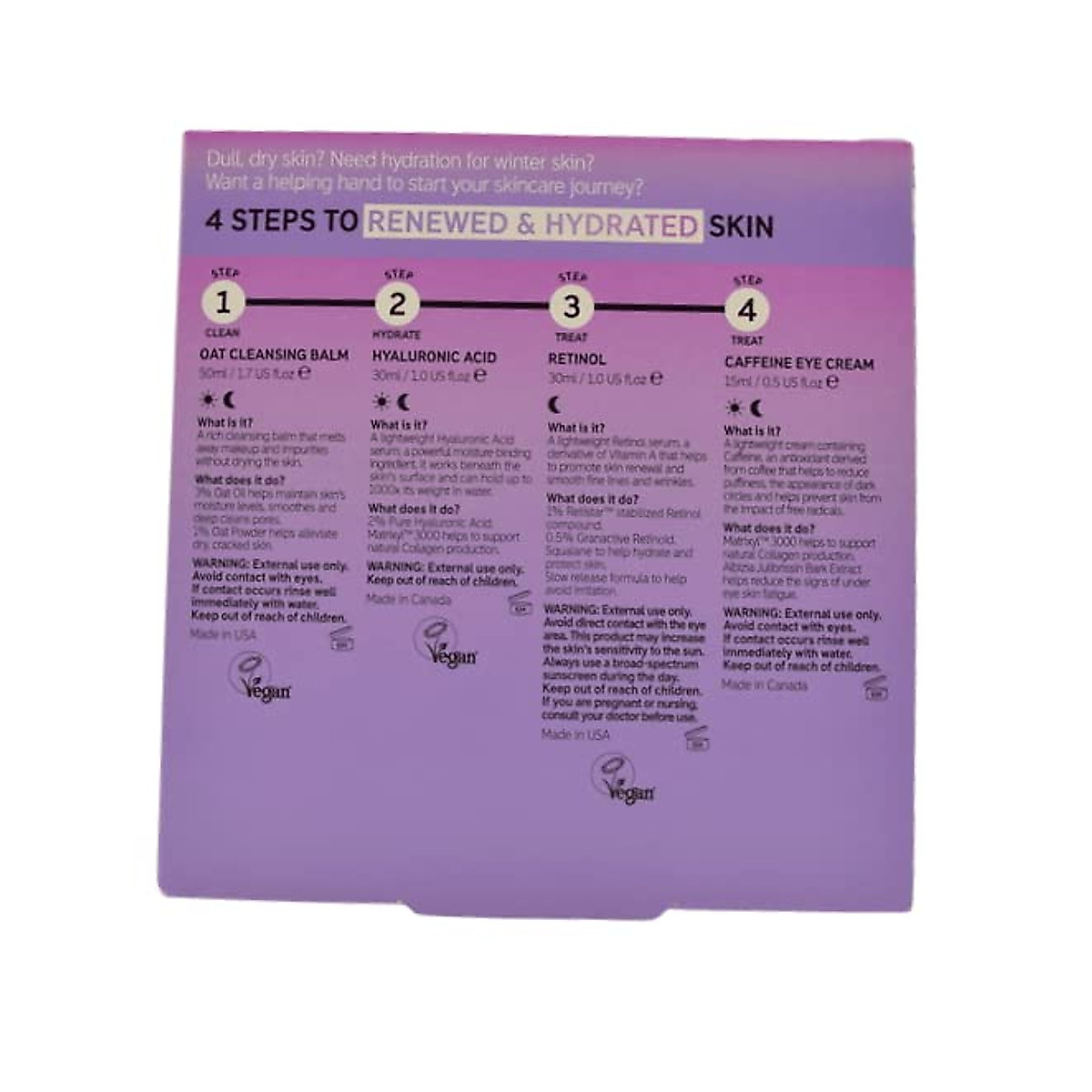 The INKEY List Winter Skin 101:: Oat Cleansing Balm, Hyaluronic Acid Serum, Caffeine Eye Cream, Retinol Serum