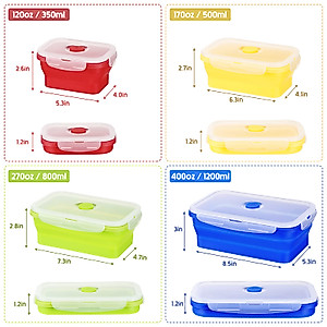 4 Sets 16 Pcs Silicone Food Storage Containers with Lids Collapsible Meal Prep Container Silicone Food Box Microwave Lunch Containers Leftover Meal Box, Dishwasher and Freezer Safe (Multicolor)