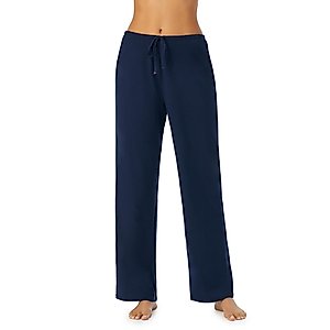 Nautica Womens Sleep Pants - Long Length, Breathable Pajama Bottoms - Cotton Knit Jersey Sleepwear and Loungewear - Navy - 3X