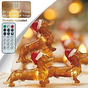 KAiSnova Dachshund Dog String Lights 10ft 30 LED Battery Operated Fairy Lights with Remote and Timer Dachshund Gifts for Women Christmas Lights for Indoor Outdoor Wedding Birthday Parties Xmas Tree