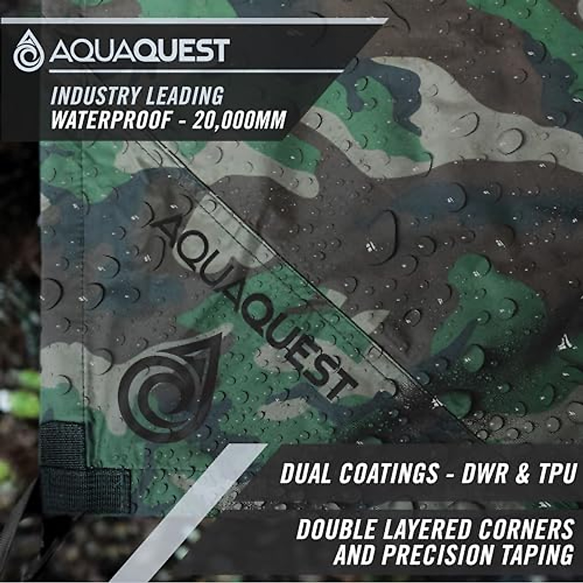 AquaQuest Defender Camping Tarp - Heavy Duty Tent Shelter or Rain Fly - Waterproof Camping Essentials for Hiking, Bushcraft & Hammock, 13 x 10 ft, Olive Drab Kit