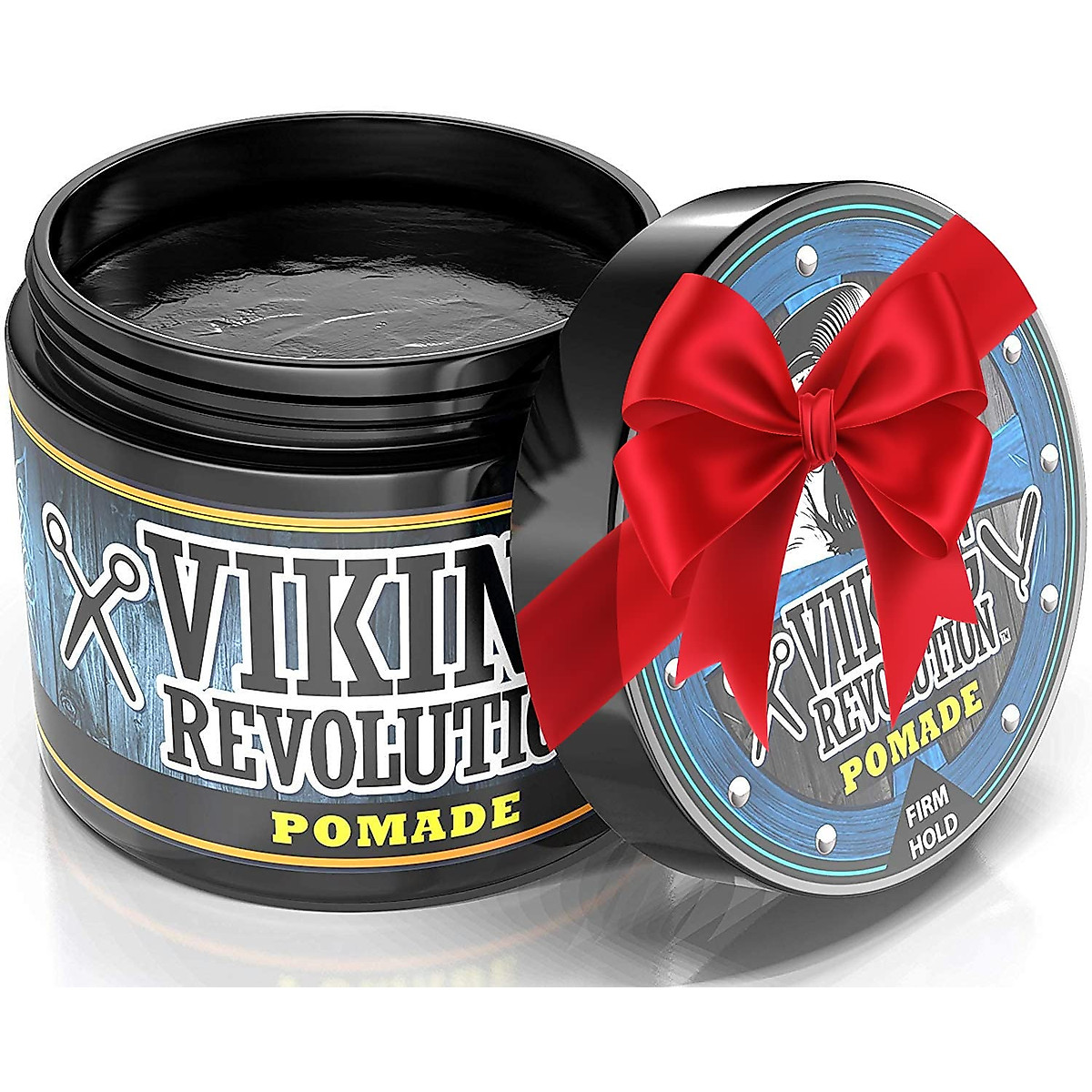 Viking Revolution Pomade for Men 4oz - Firm Strong Hold & High Shine for Classic Styling - Water Based & Easy to Wash Out (Firm, 1 Pack)